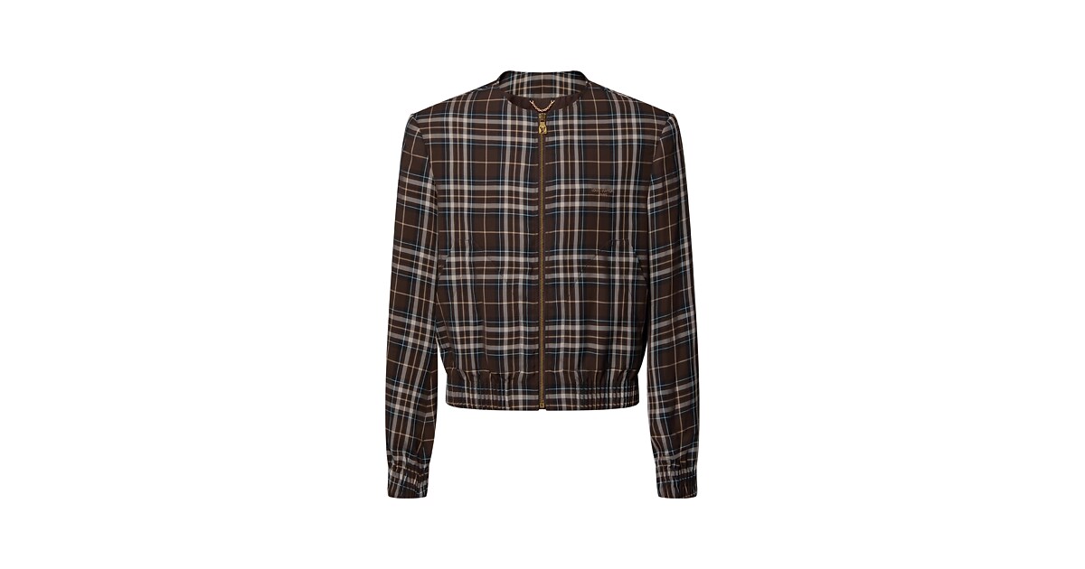 เสื้อแจ็คเก็ตบลูซงไร้ปกลายตารางหมากรุก - เสื้อผ้า หลุยส์ วิตตอง ...